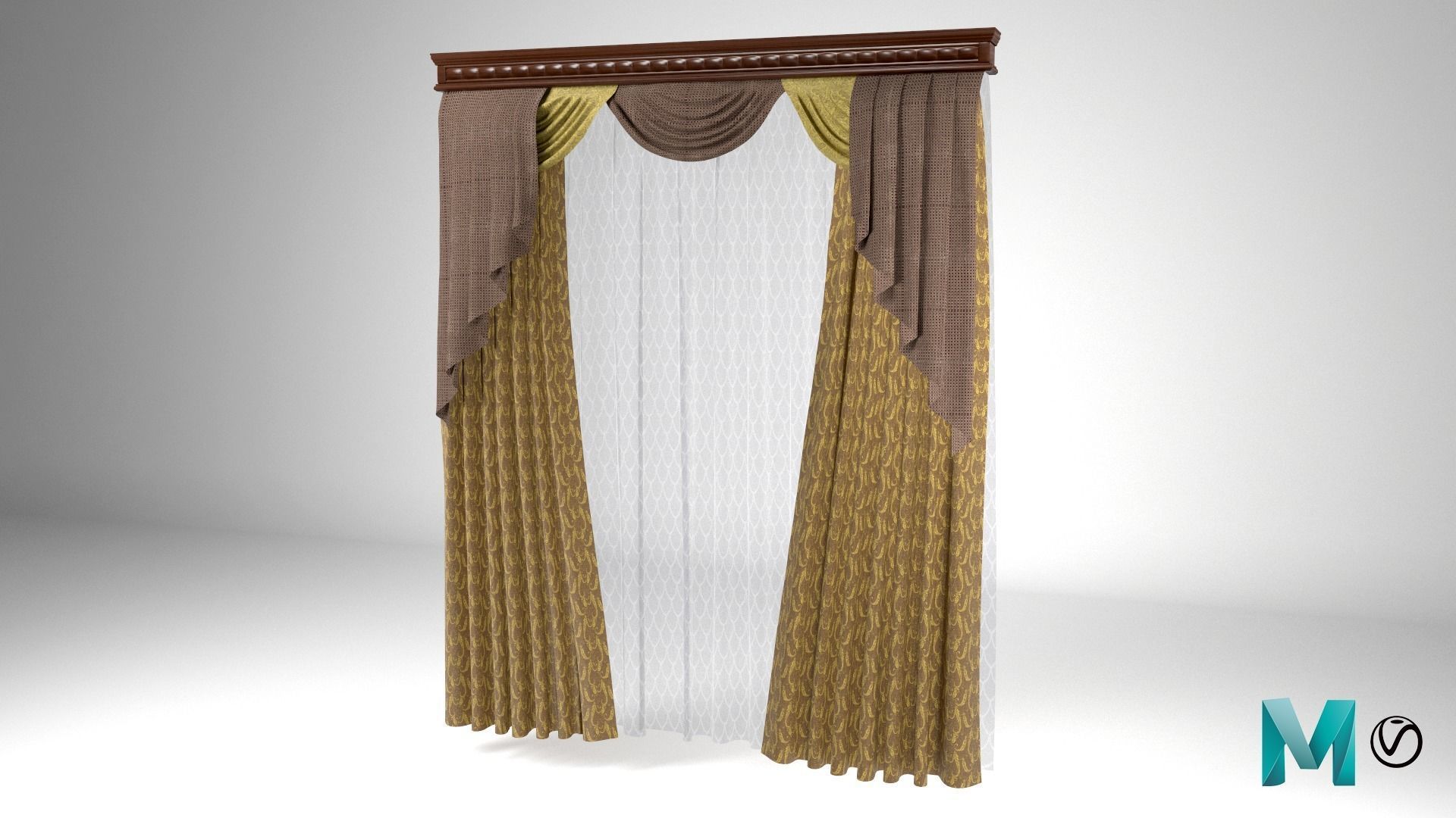 Animated curtains for architectural visualization 601 3D model animated ...