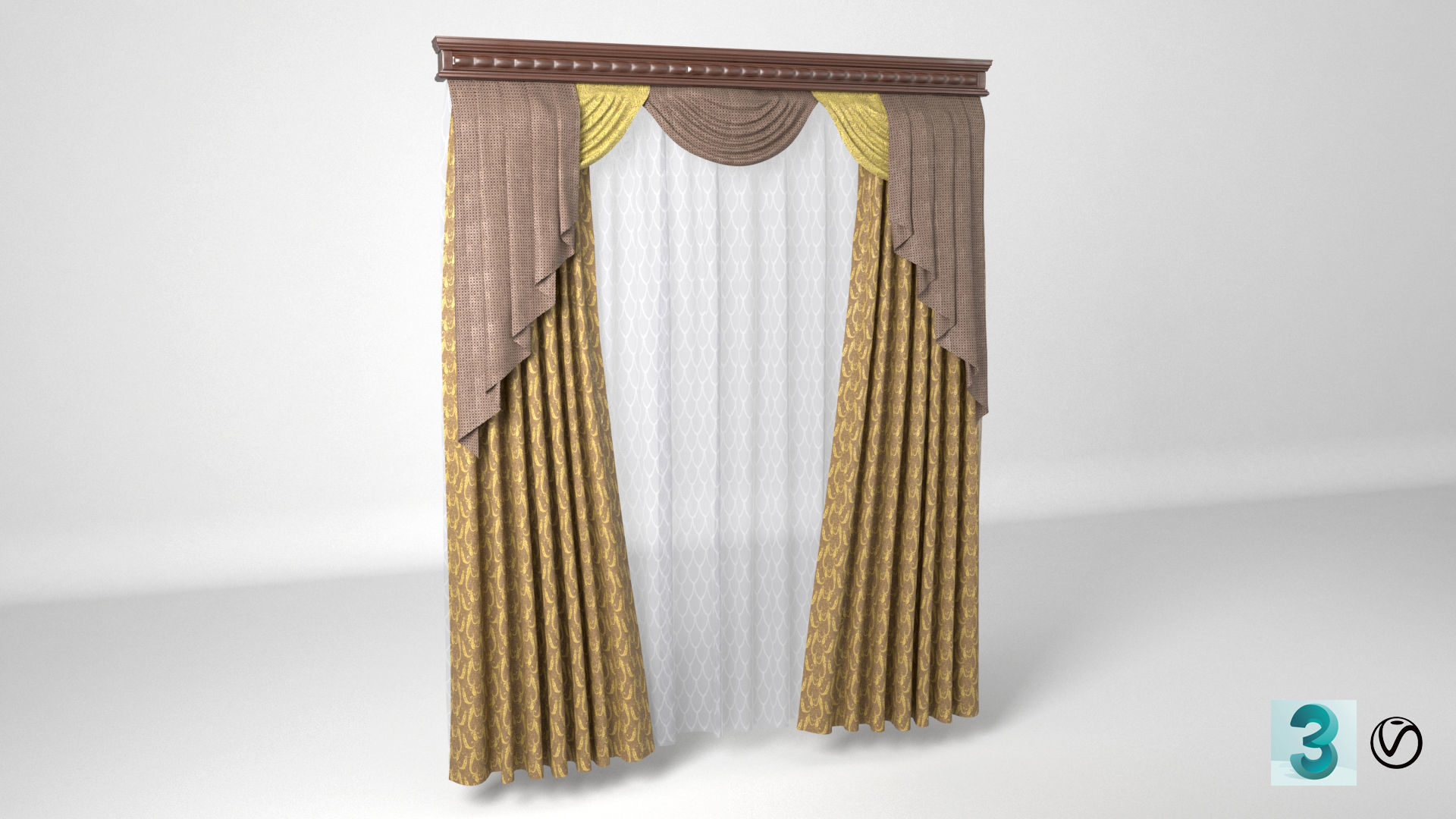 Animated curtains for architectural visualization 601 3D model animated ...