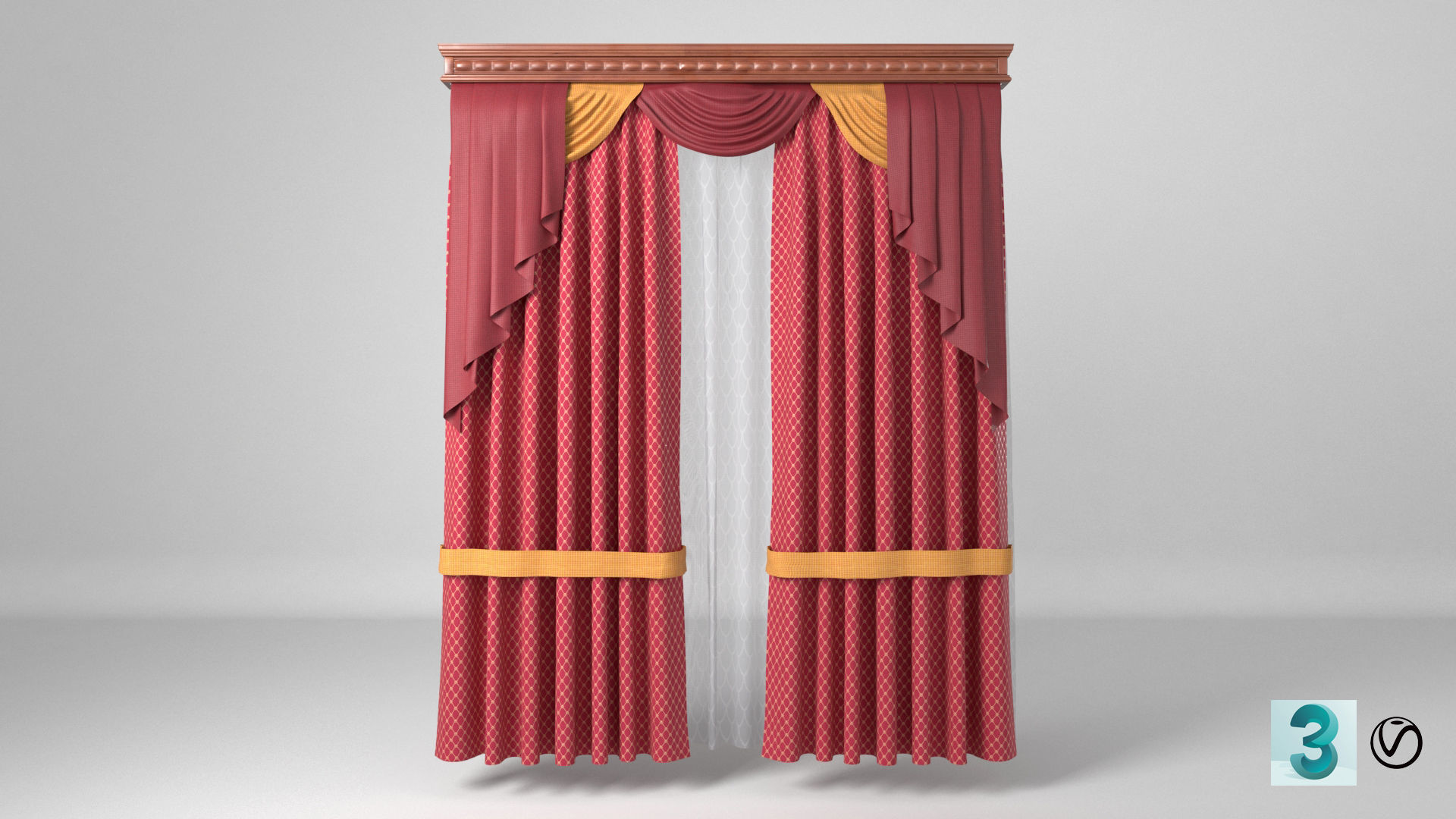 Animated curtains for architectural visualization 601 3D model animated ...