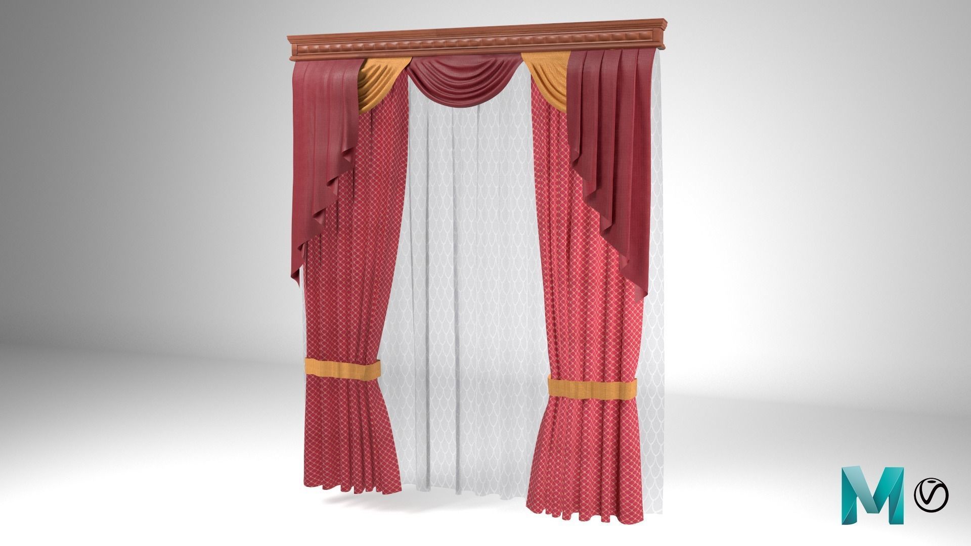 Animated curtains for architectural visualization 601 3D model animated ...