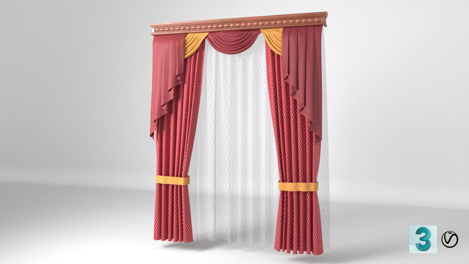 Animated curtains for architectural visualization 601 3D model animated ...