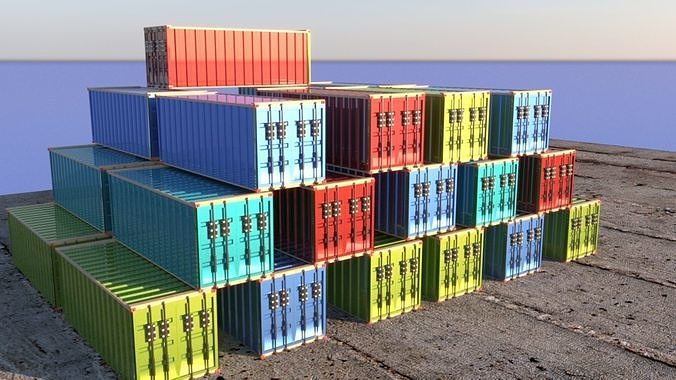 Containers at dock yard free 3D model | CGTrader