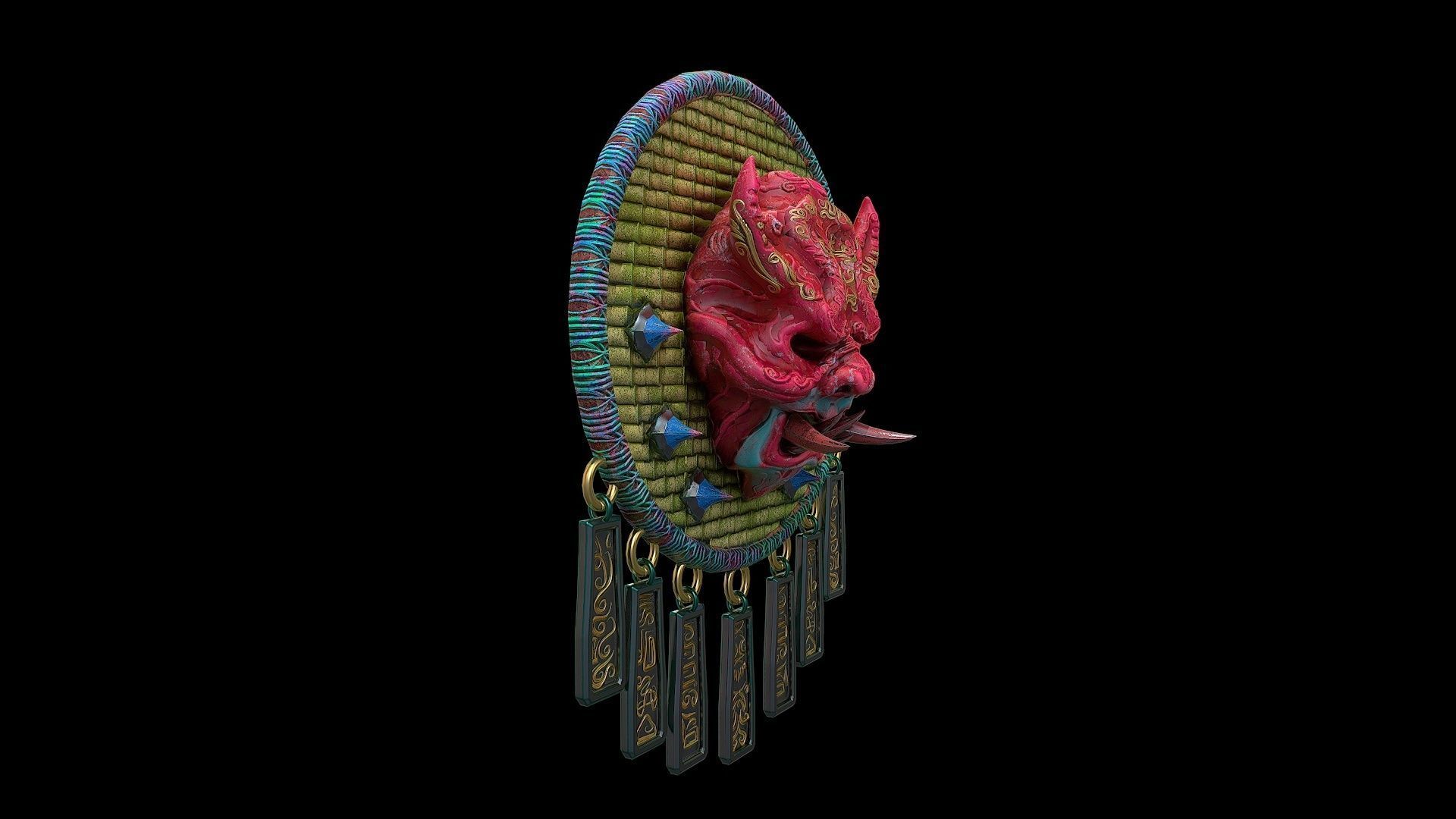 3D model Fantasy shield with demon mask VR / AR / low-poly | CGTrader