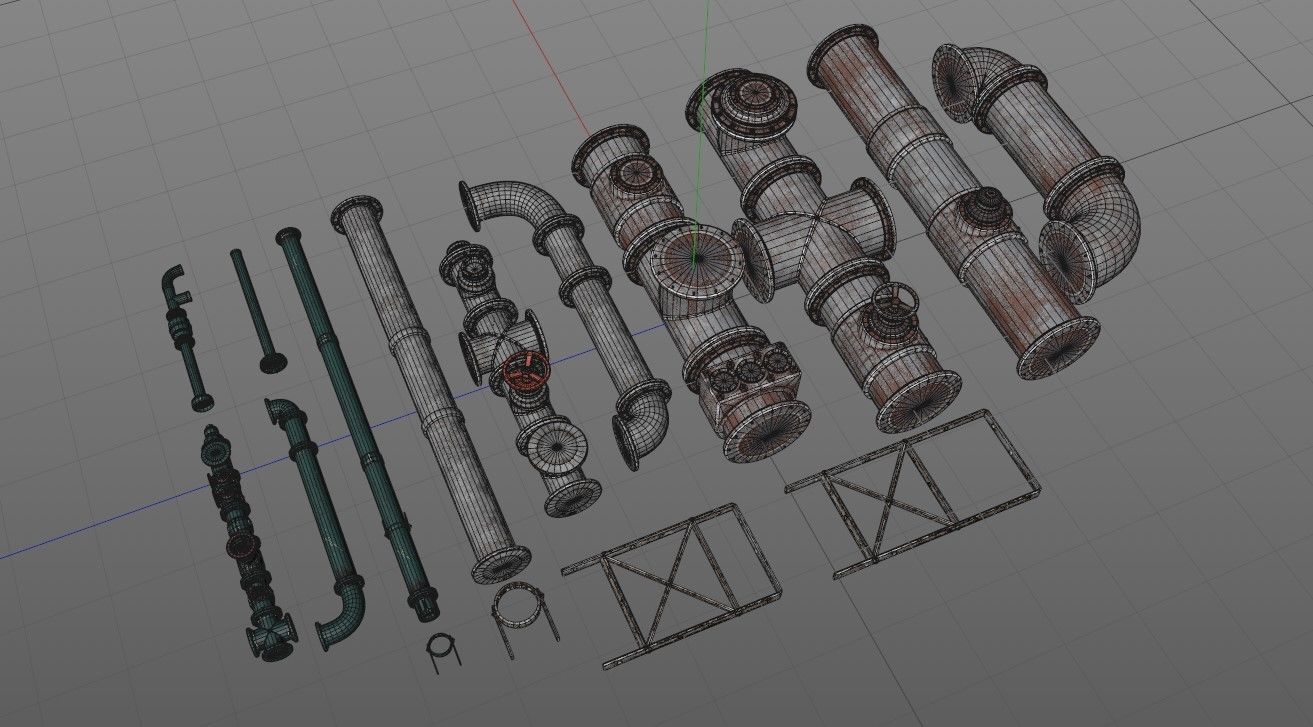 3D model Industrial Set Modular Pipes VR / AR / low-poly | CGTrader