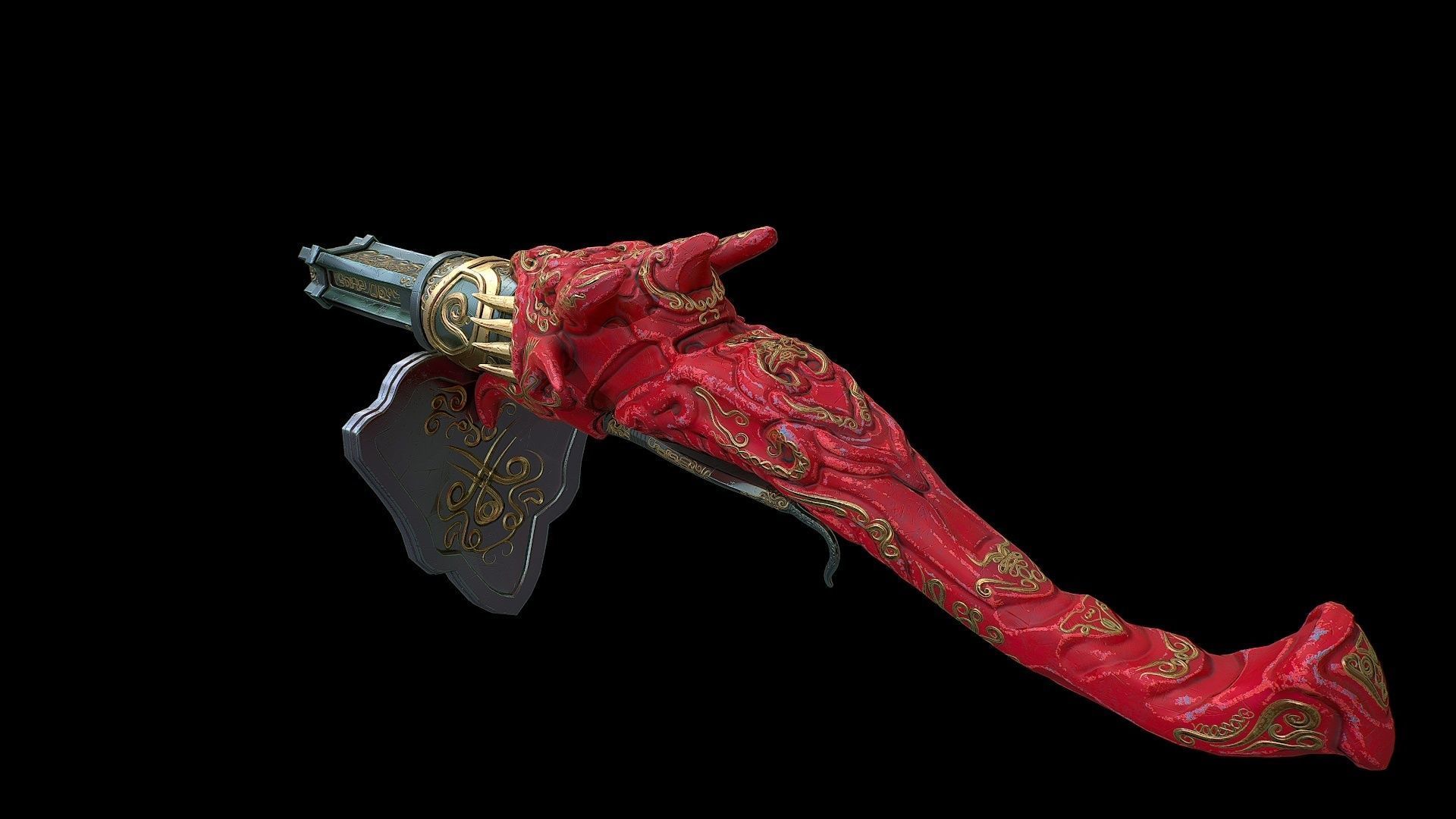 3D model Fantasy gun with dragon head VR / AR / low-poly | CGTrader