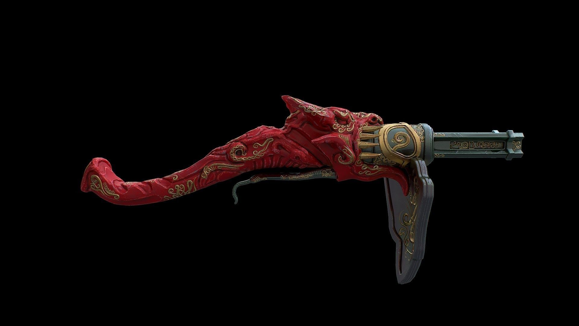 3D model Fantasy gun with dragon head VR / AR / low-poly | CGTrader