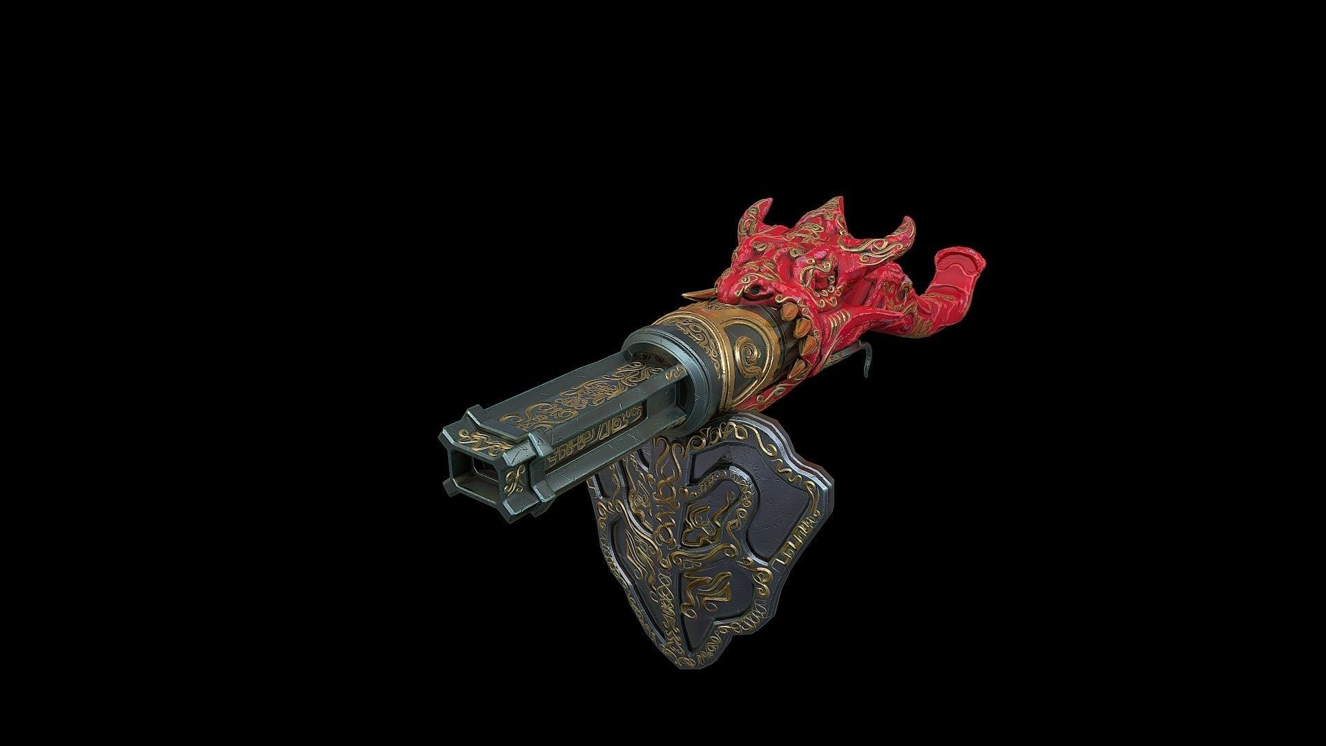 3D model Fantasy gun with dragon head VR / AR / low-poly | CGTrader