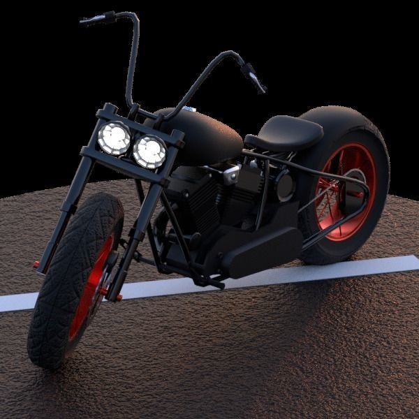low-poly custom chopper model free VR / AR / low-poly 3D model rigged ...