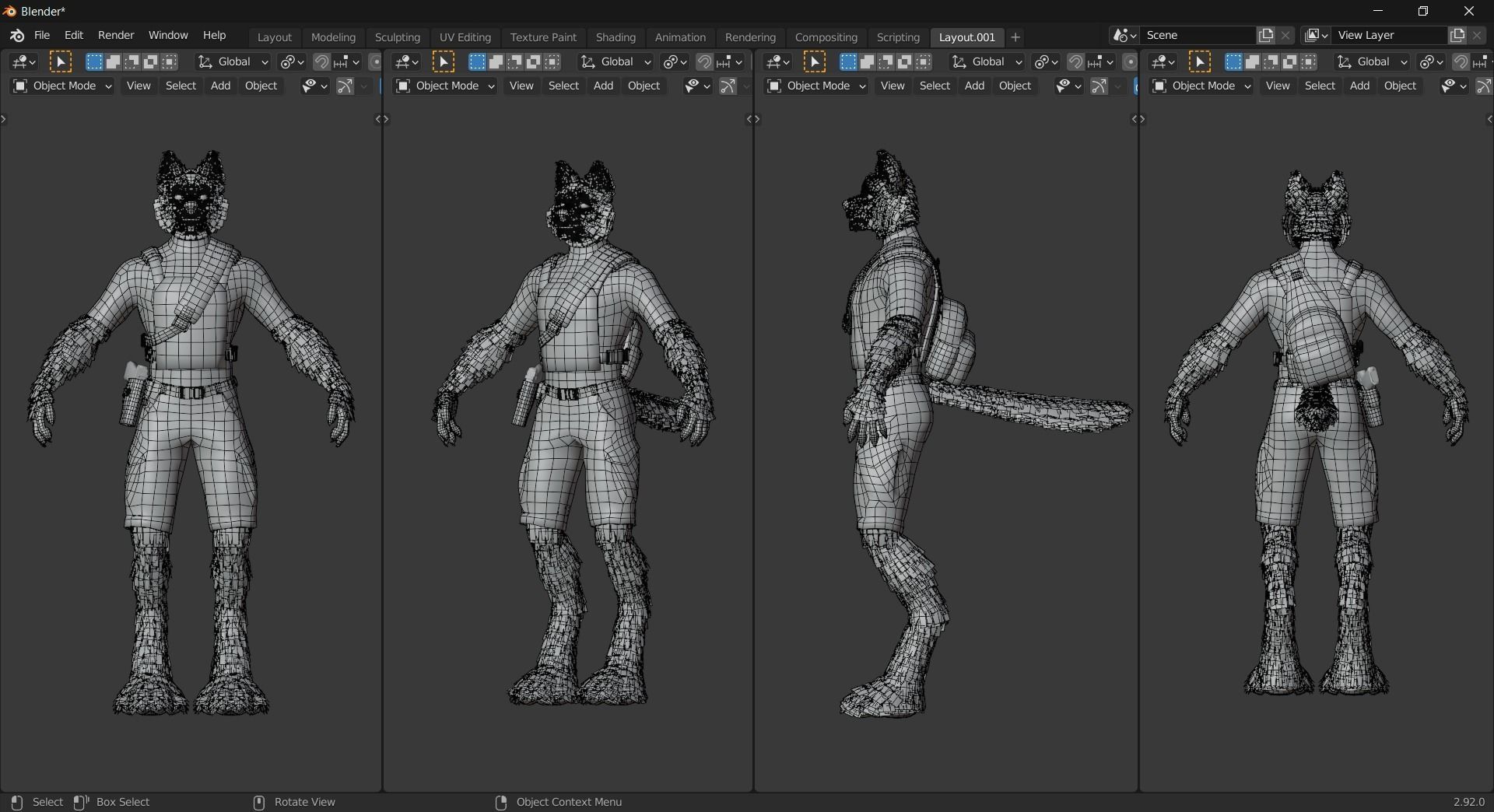 FURRY WOLF SOLDIER 3D model rigged | CGTrader