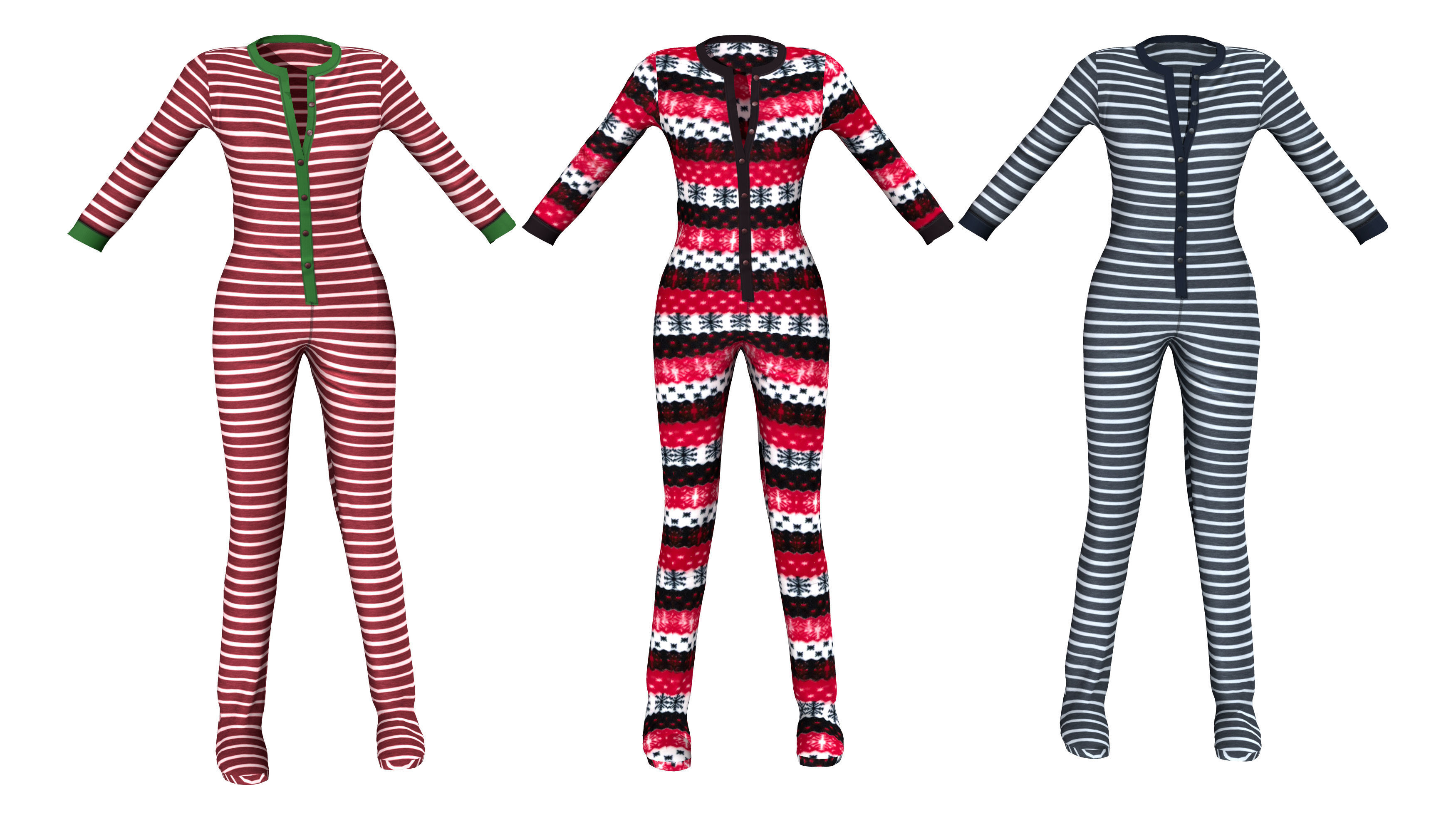 3D model Woman Footed Onesie VR / AR / low-poly | CGTrader