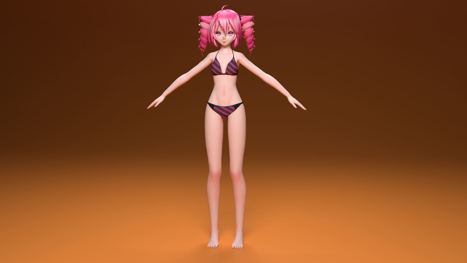 Rigged Pink Bikini Model Vrchat And Game Ready