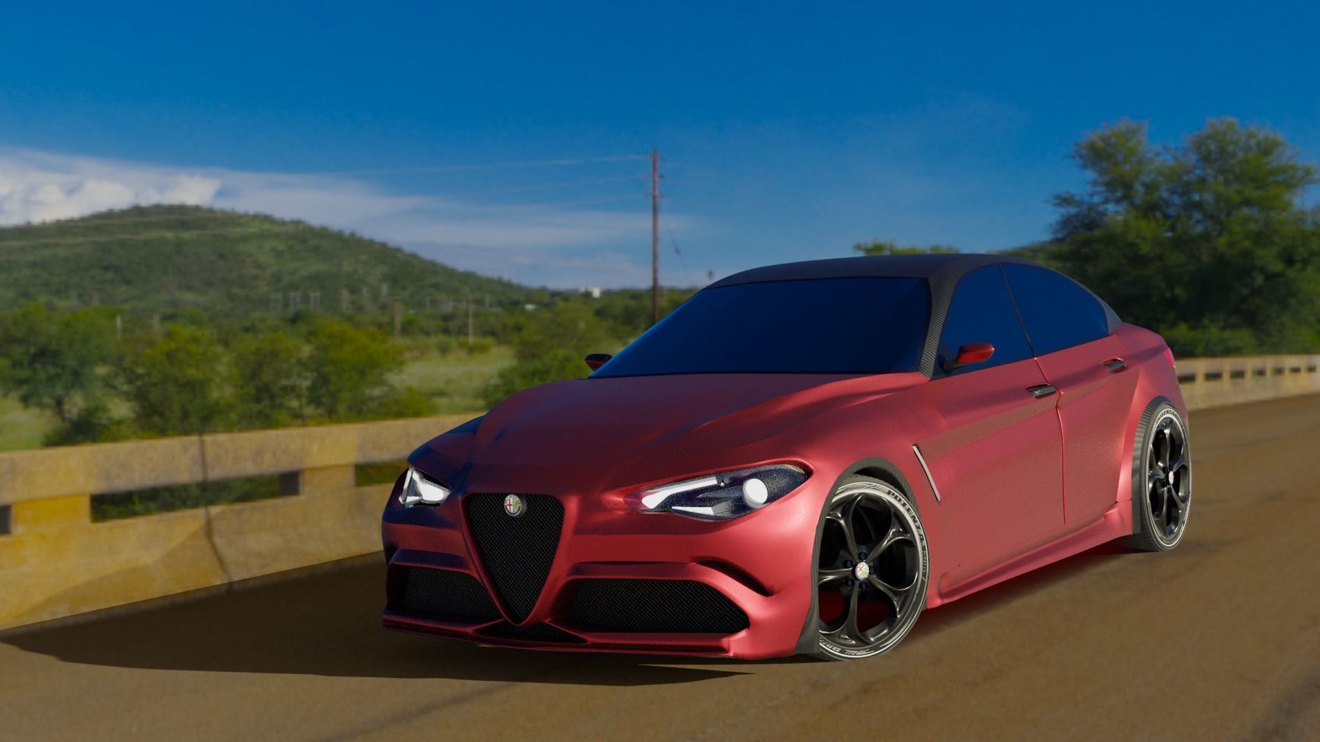 Alfa romeo gulia detailed mesh free 3D model rigged | CGTrader