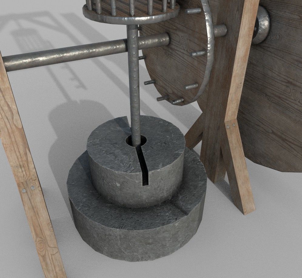 3D model Medieval Wooden Grinding Water Mill Pbr VR / AR / low-poly ...