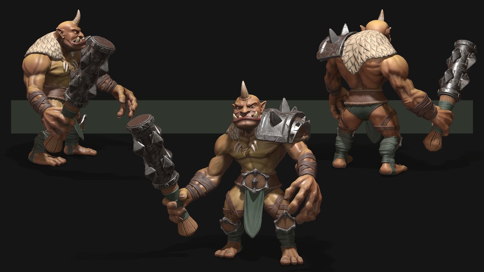 3D model Ogre Warrior - Game Ready VR / AR / low-poly rigged animated ...