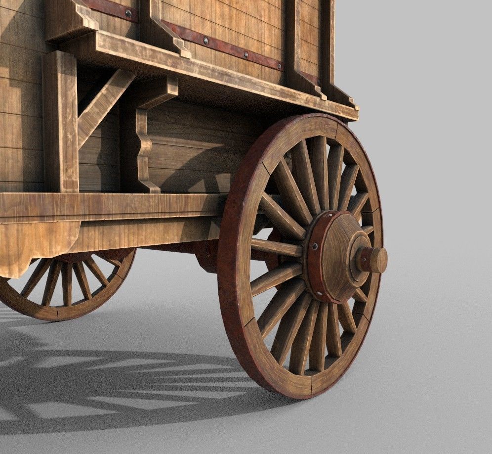 3D model Wooden Western Wagon VR / AR / low-poly | CGTrader