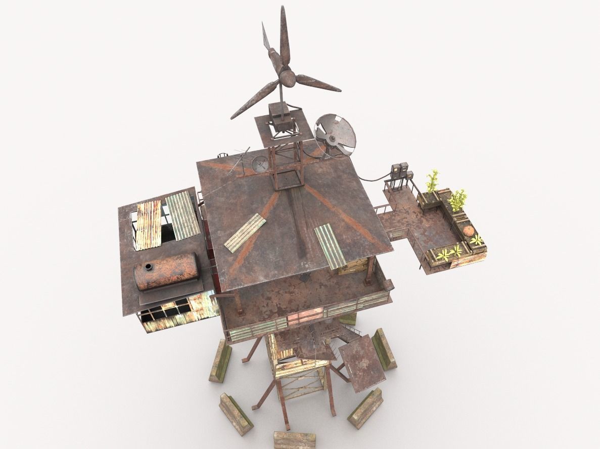 Post-Apocalyptic Watch Tower With Living Environment 3D model | CGTrader