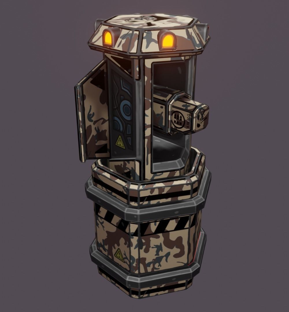 3D model Barrel turret VR / AR / low-poly | CGTrader