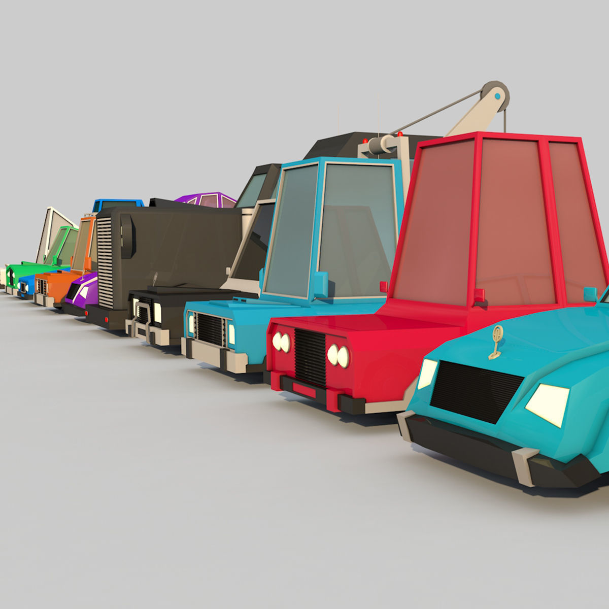 Low poly cartoon cars collection 3D model | CGTrader
