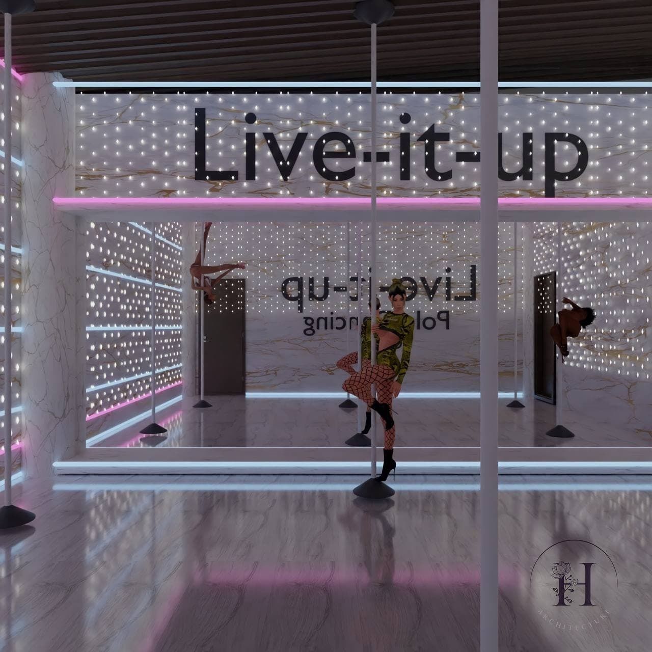 3D model Pole Dancing Blender Scene VR / AR / low-poly | CGTrader