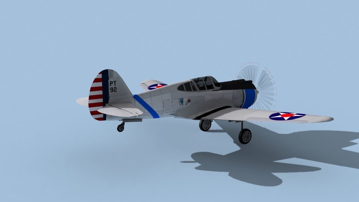 Curtiss P-36C Hawk V01 USAAF 3D model animated rigged | CGTrader