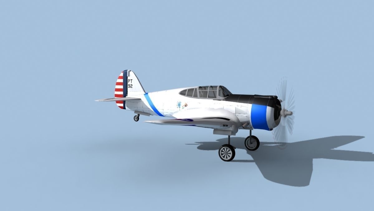 Curtiss P-36C Hawk V01 USAAF 3D model animated rigged | CGTrader