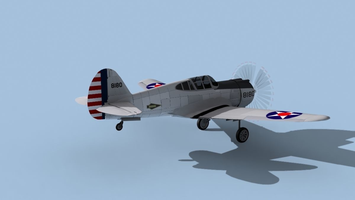 Curtiss P-36C Hawk V02 USAAF 3D model animated rigged | CGTrader
