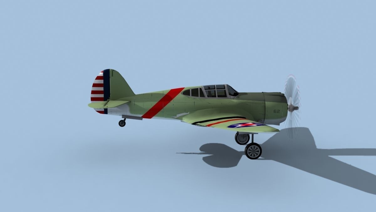 Curtiss P-36C Hawk V08 USAAF 3D model animated rigged | CGTrader