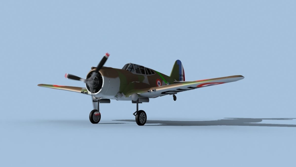 Curtiss H-75C Mohawk V10 France 3D model animated rigged | CGTrader