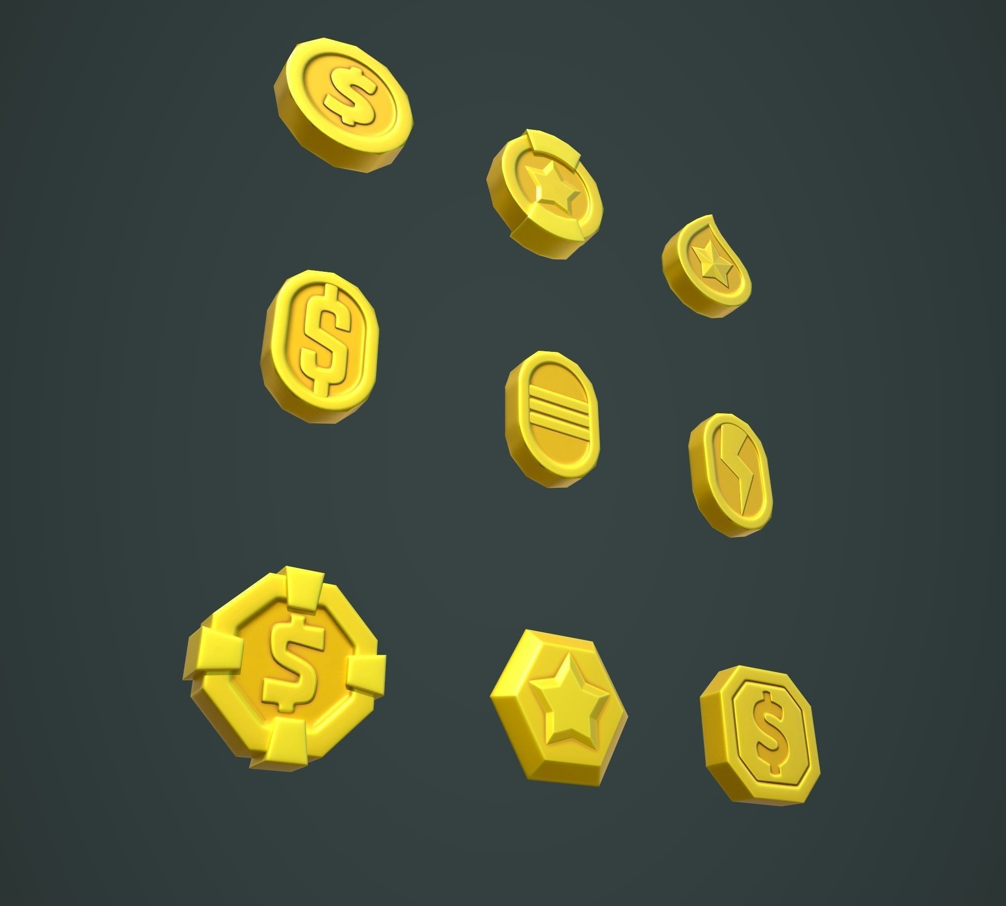 3D model Coins Stylized Pack VR / AR / low-poly | CGTrader