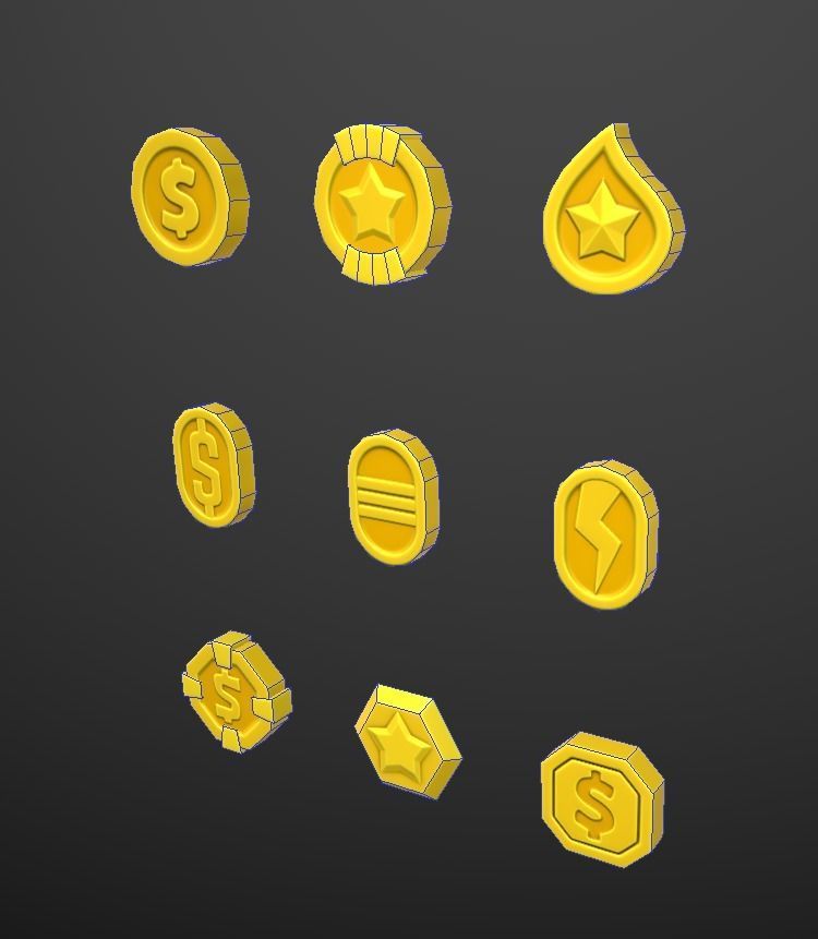 3D model Coins Stylized Pack VR / AR / low-poly | CGTrader