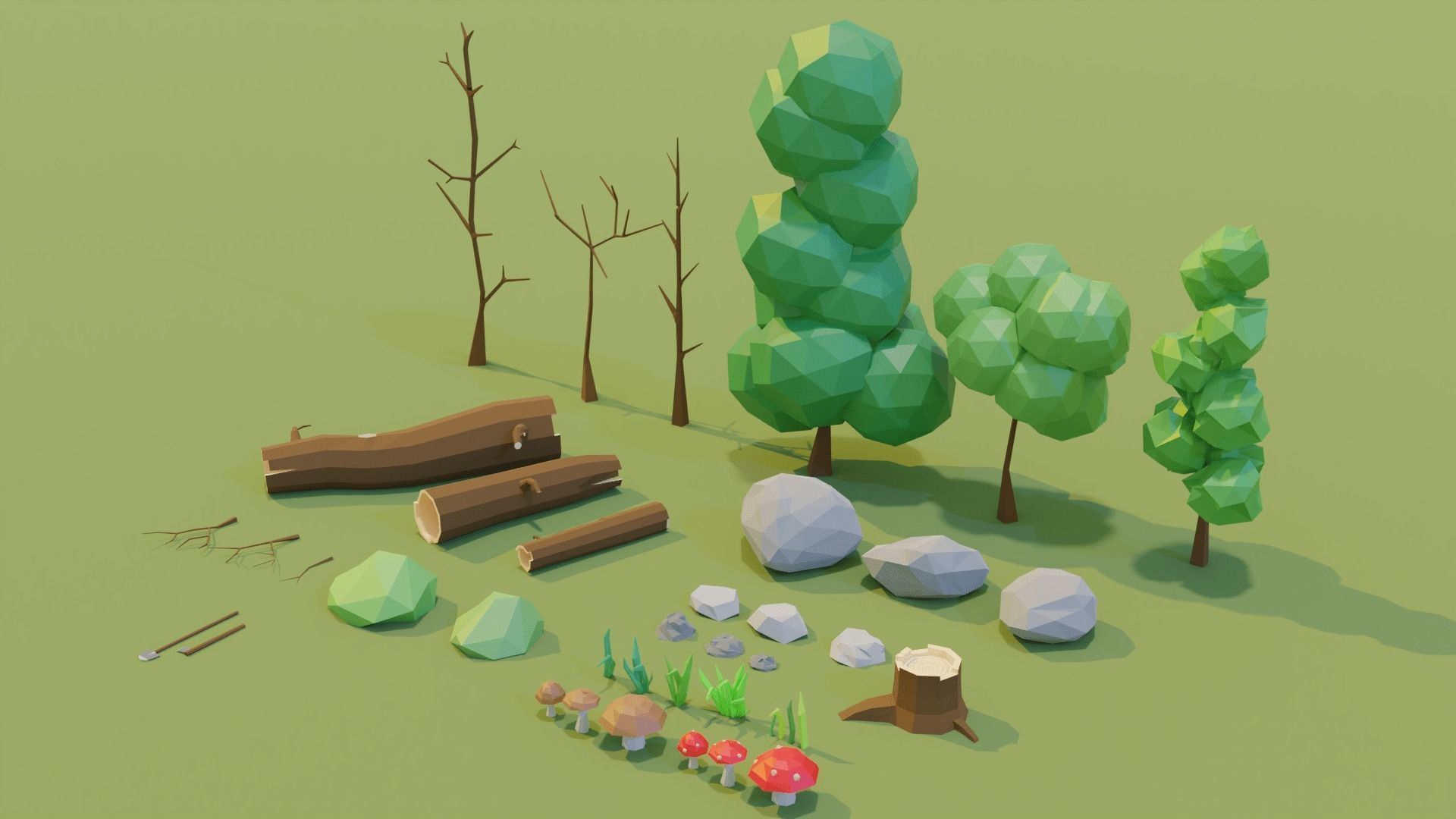 3D model Low Poly Nature Asset Pack VR / AR / low-poly | CGTrader