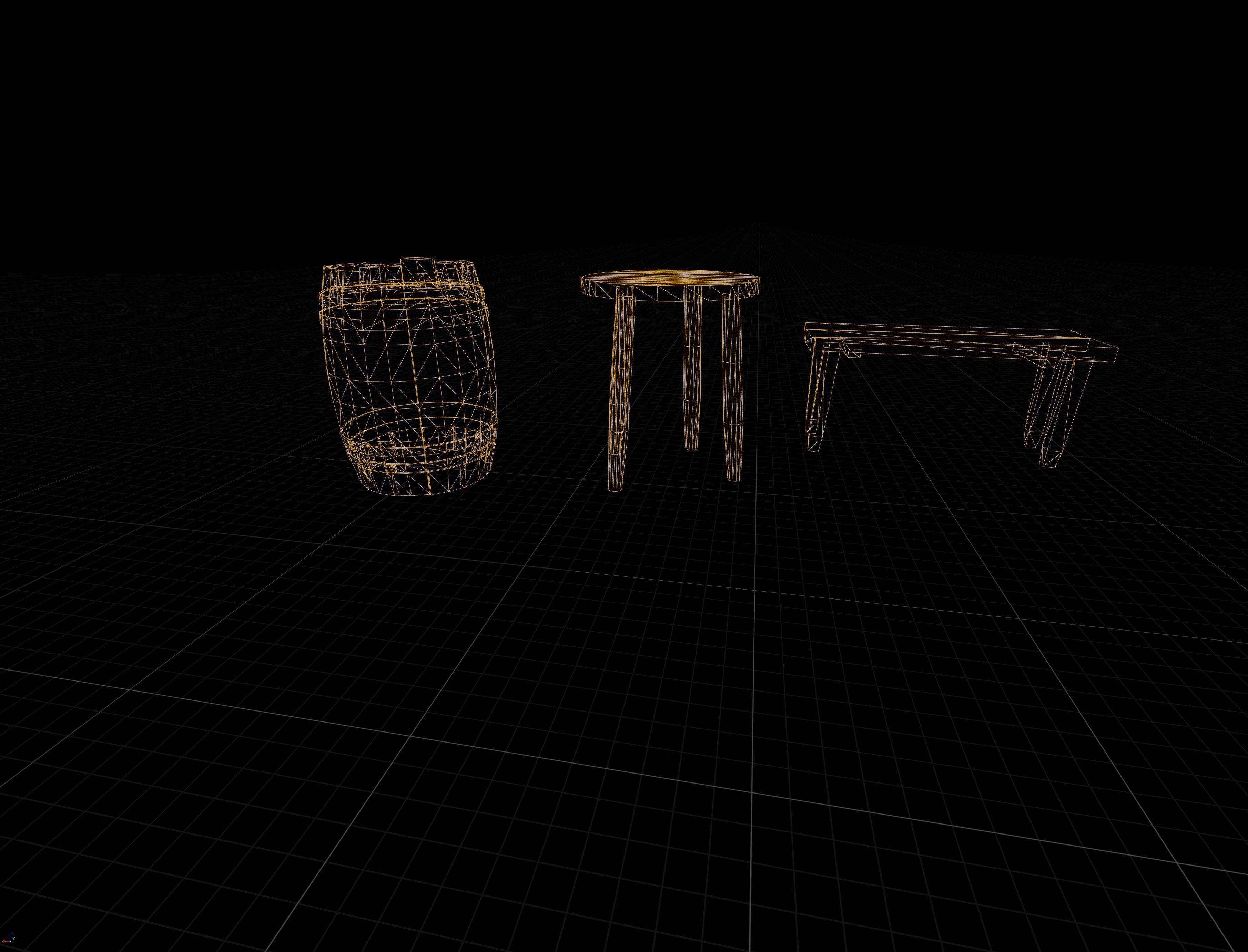 3D model Viking Barrel Bench Stool Low Poly Game Ready VR / AR / low ...