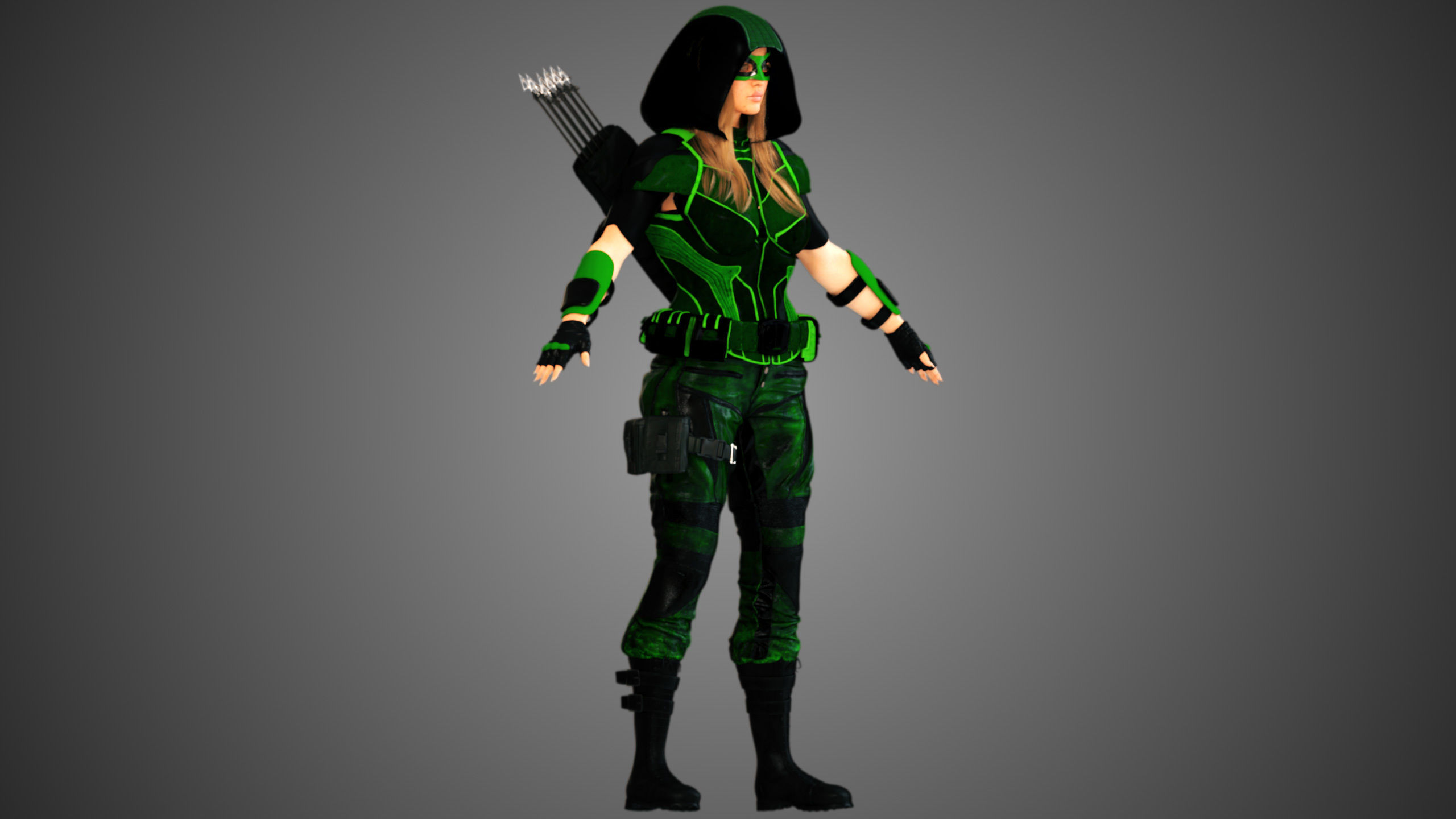 Contemporary Modern Lady Robin Hood 3D model animated rigged | CGTrader