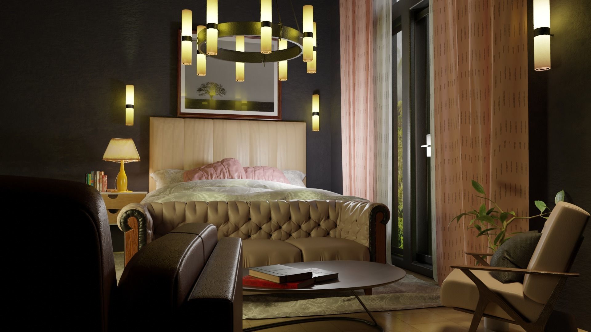 blender interior scene packed with furniture 3D model | CGTrader