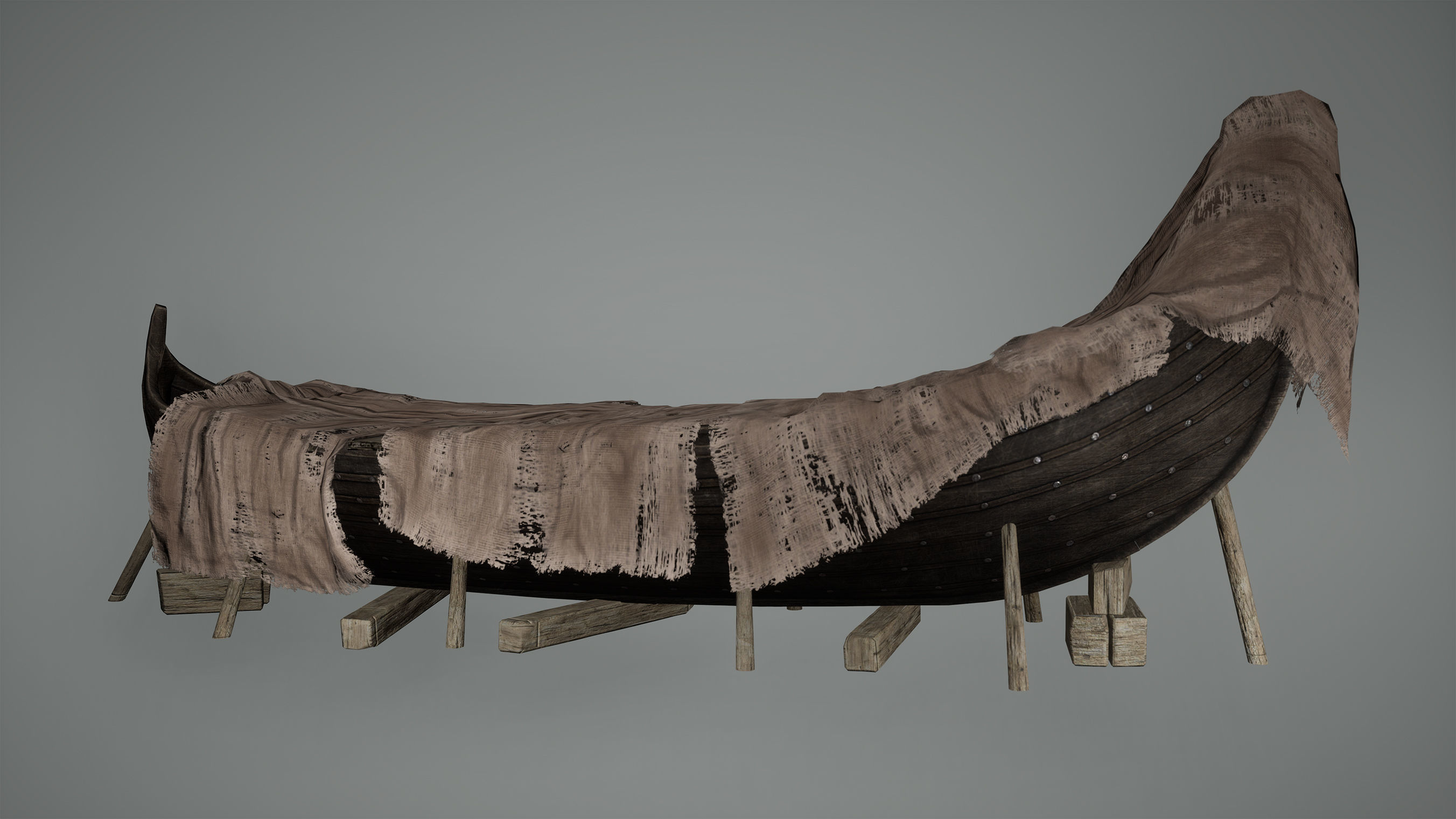 3D model Viking Wooden Bot Low Poly Game Ready VR / AR / low-poly ...