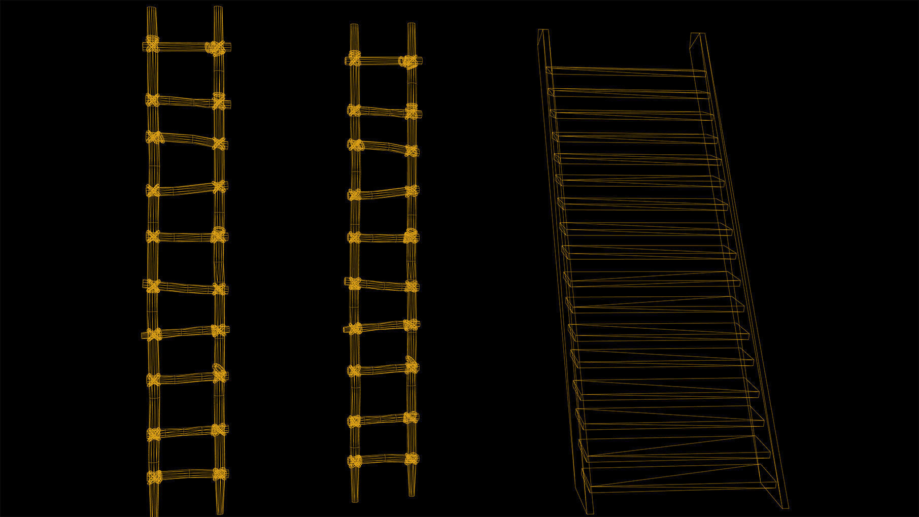 3D model Viking Ladder Stair Low Poly Game Ready VR / AR / low-poly ...