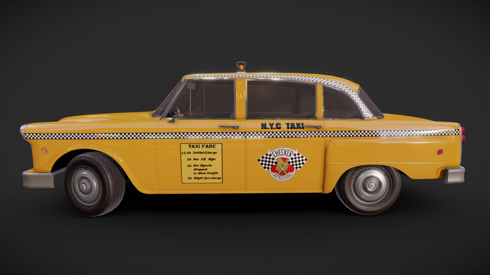 3D model Taxi vintage yellow cab VR / AR / low-poly | CGTrader