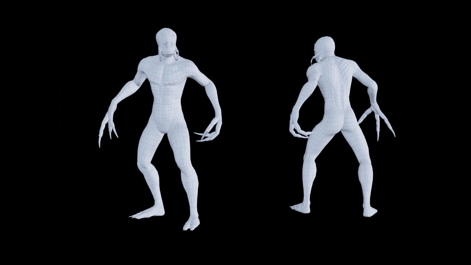 3D model Low poly Monster cthulhu creature with claws VR / AR / low ...