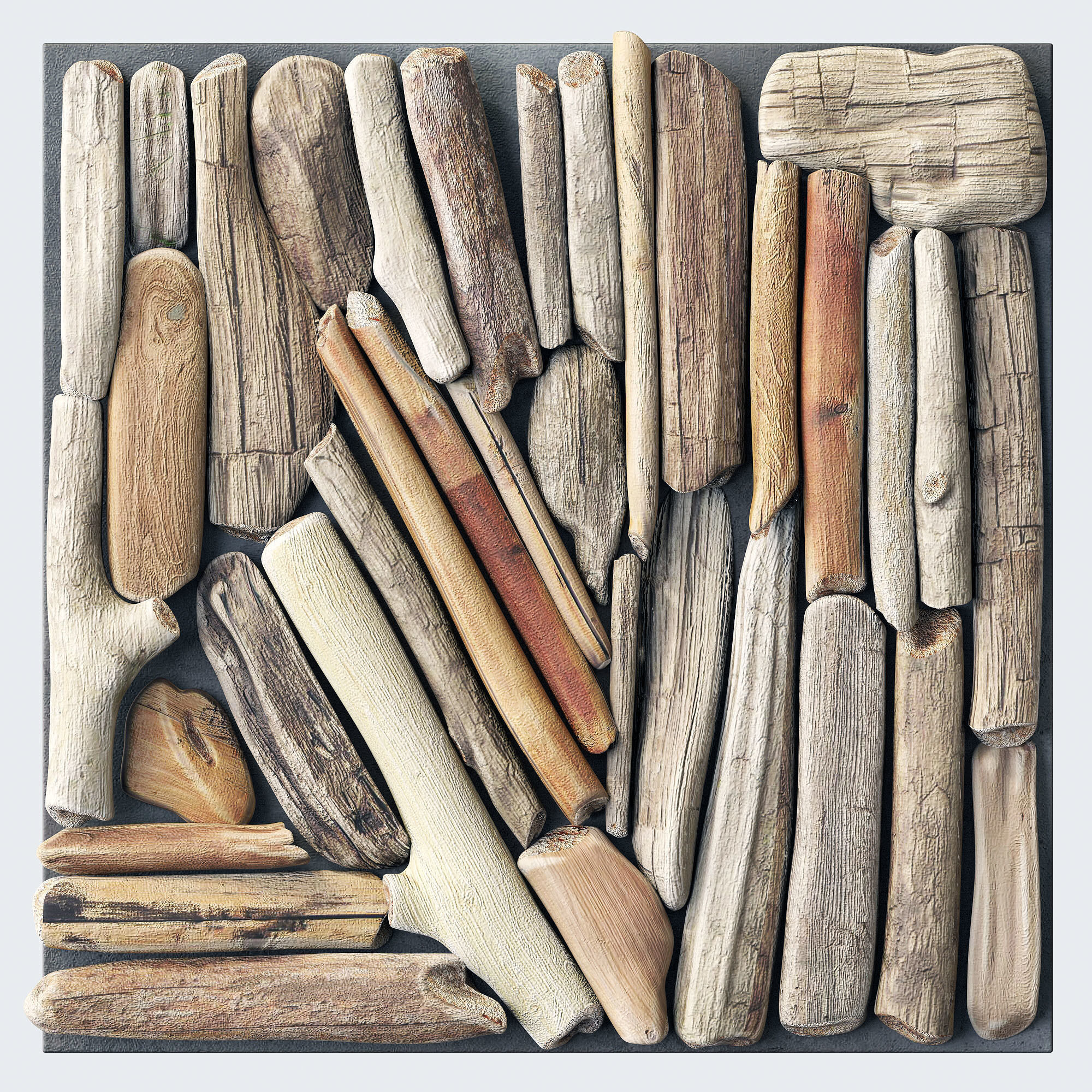 Rectangle panel branch splinter Big n5 3D model | CGTrader