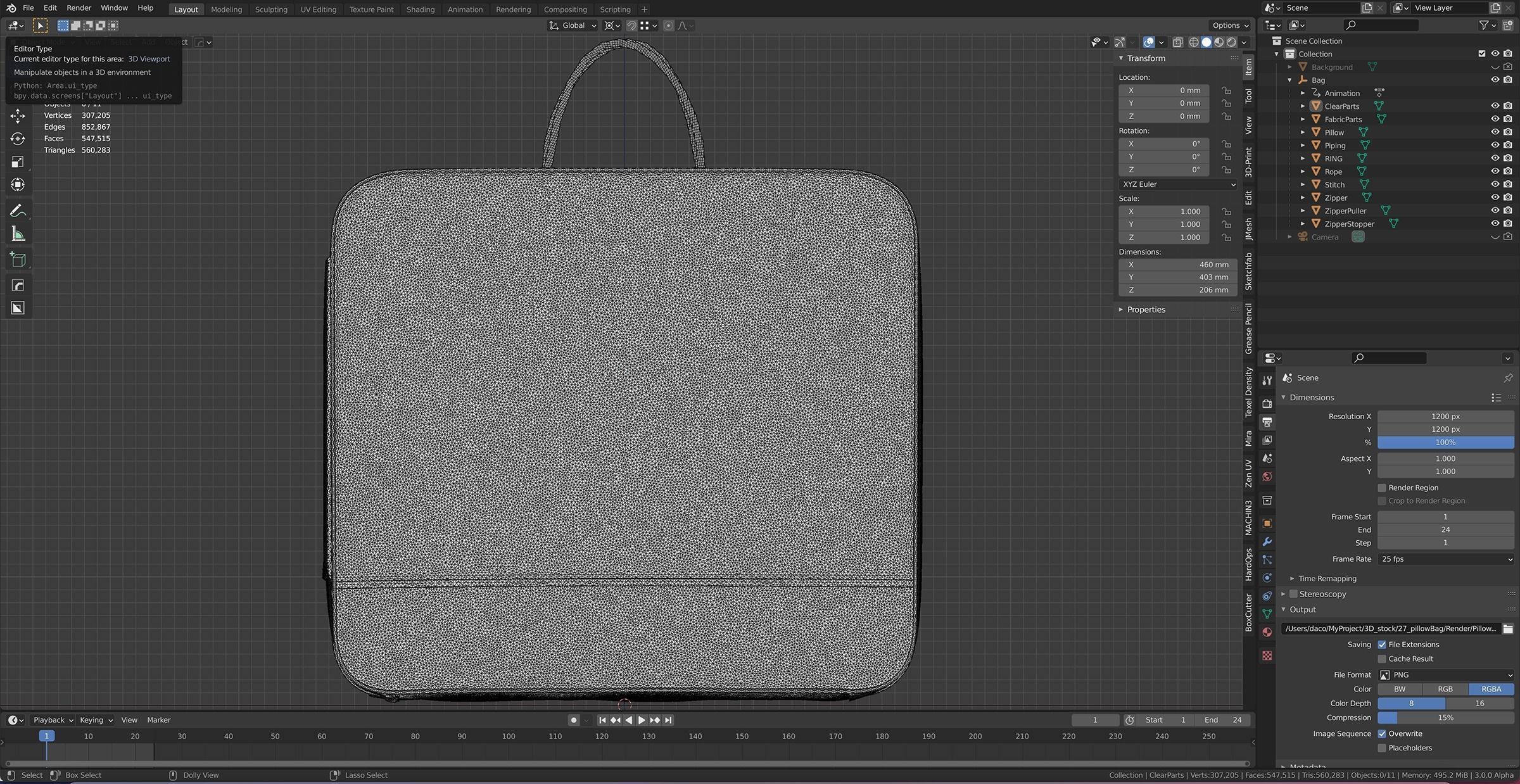Packing bag bed linen 3D model | CGTrader