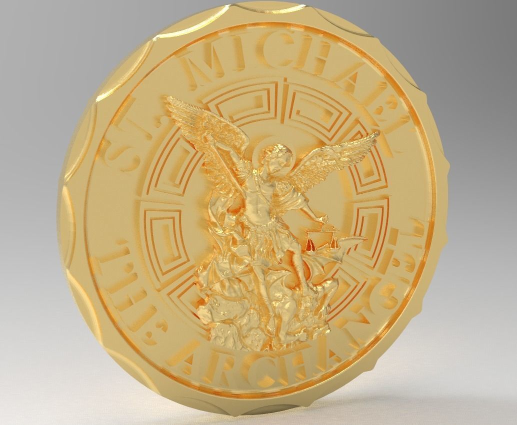 ST MICHAEL THE ARCHANGEL COIN 3D model 3D printable | CGTrader