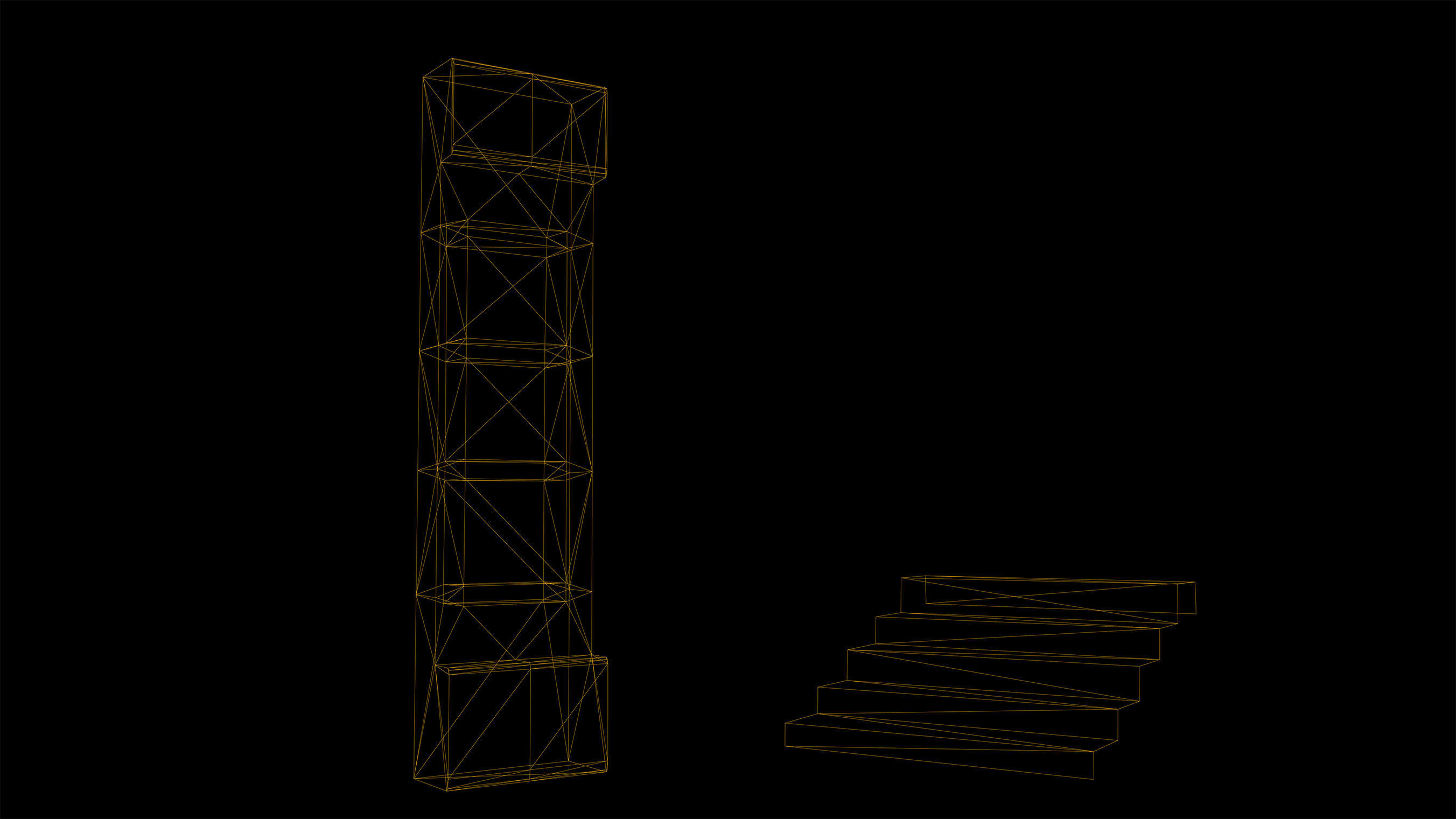 3D model Cyberpunk Pillar and Stairs Low Poly Game Ready VR / AR / low ...