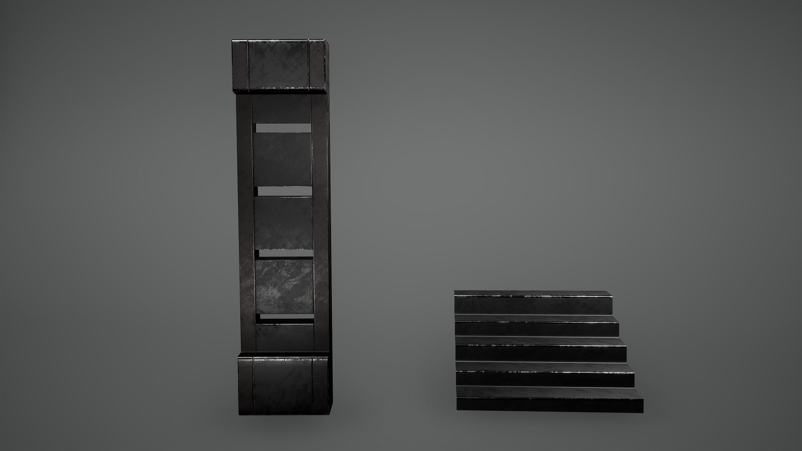 3D model Cyberpunk Pillar and Stairs Low Poly Game Ready VR / AR / low ...