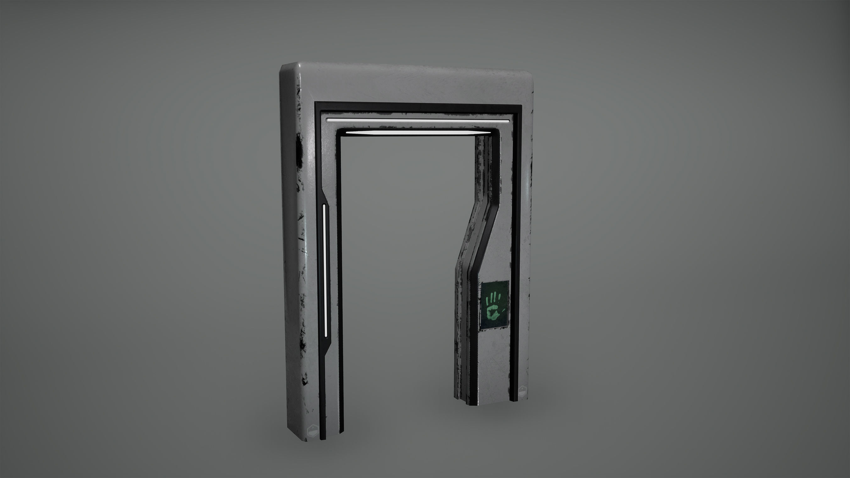 3D model Cyberpunk Sci-fi Door Low Poly Game Ready VR / AR / low-poly ...