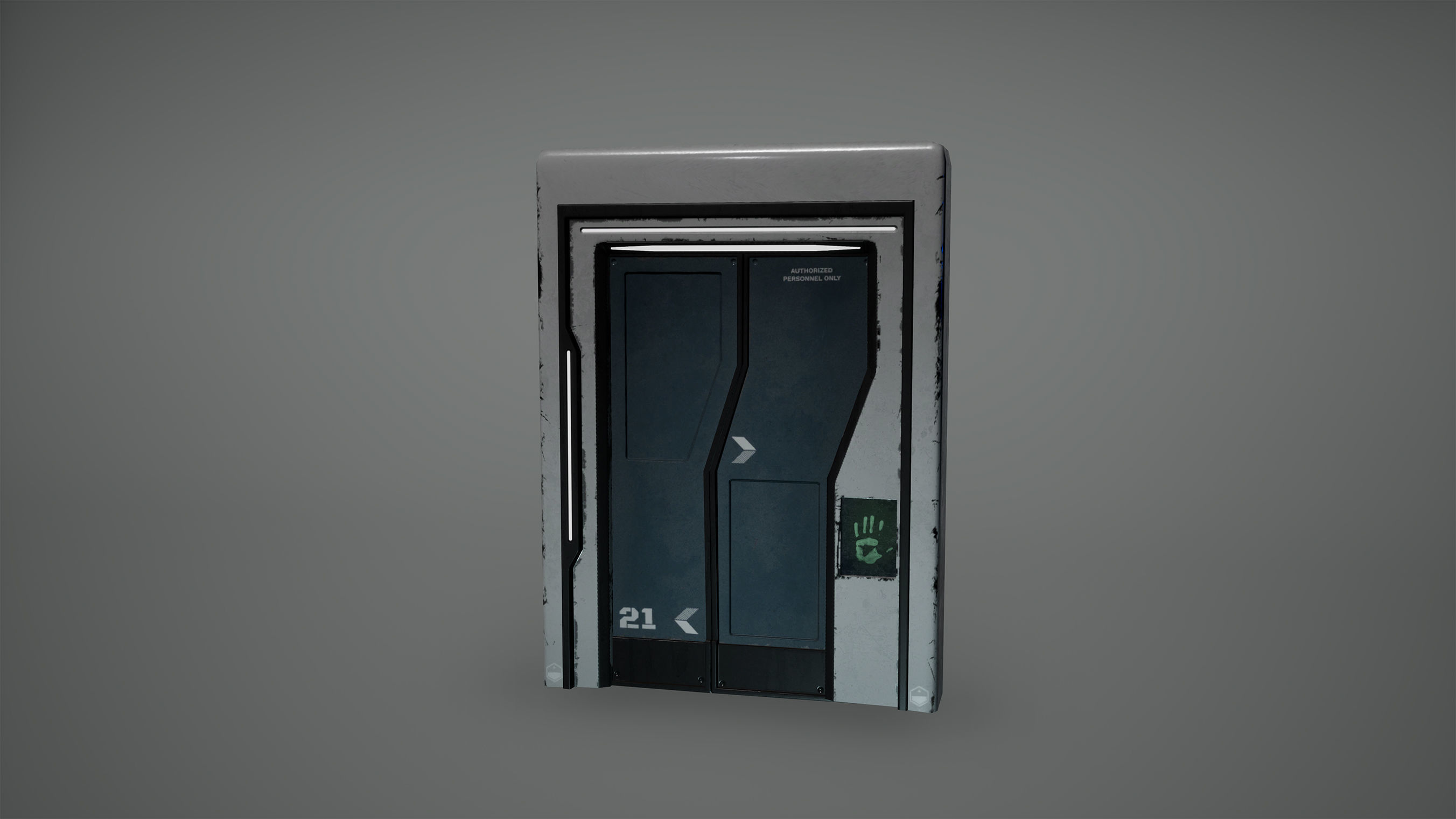 3D model Cyberpunk Sci-fi Door Low Poly Game Ready VR / AR / low-poly ...