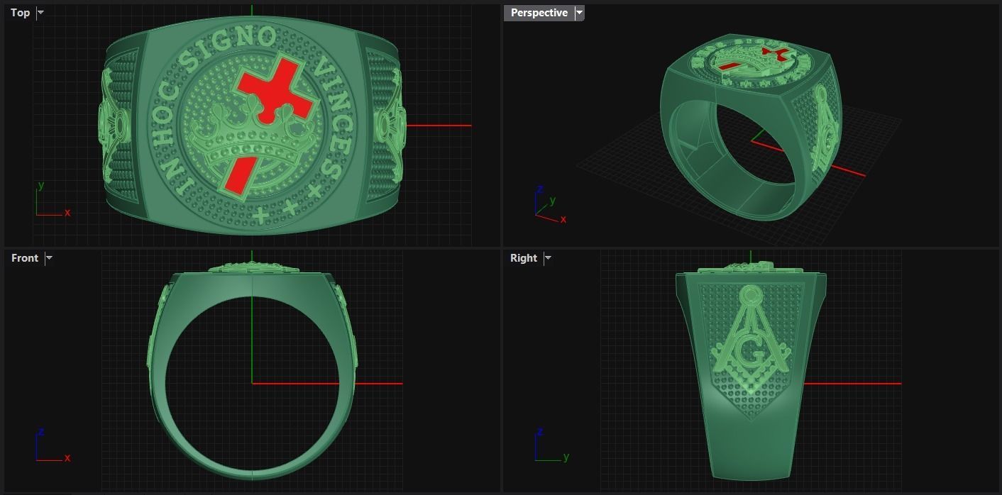 Gold Freemason Ring For Men 3D model 3D printable | CGTrader