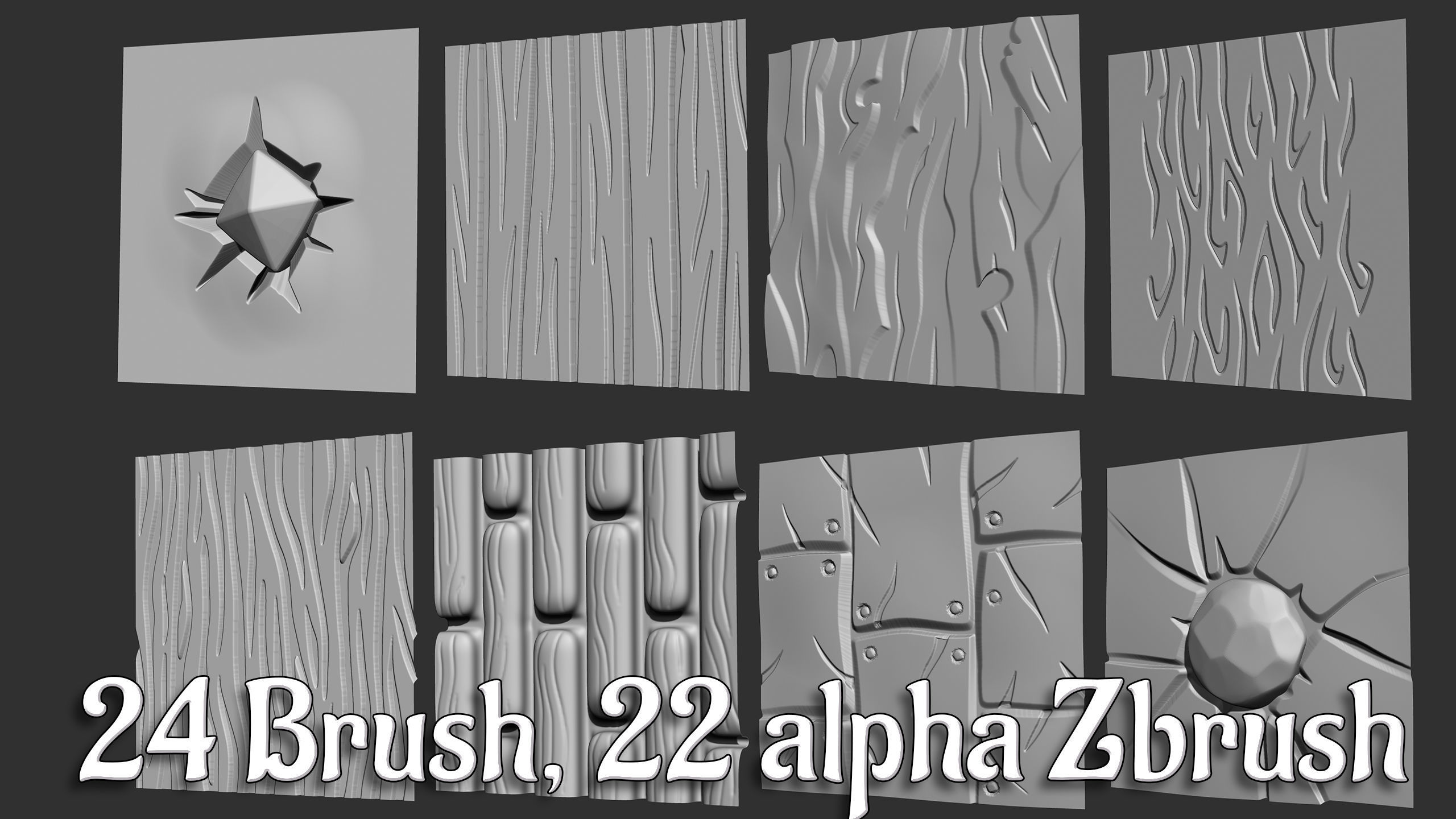 24 Brush 22 alpha Zbrush Texture | CGTrader