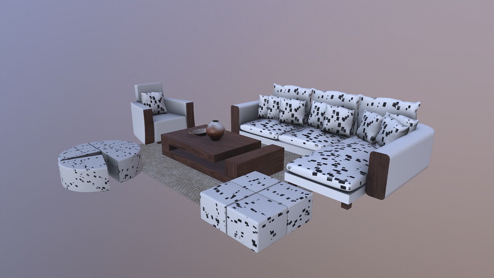 Sofa Set living room with furniture 3D model | CGTrader