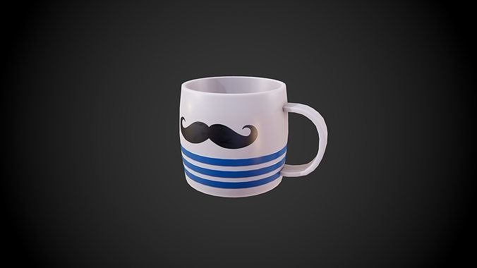3D model Stylized Cup With Moustache And Stripes VR / AR / low-poly ...