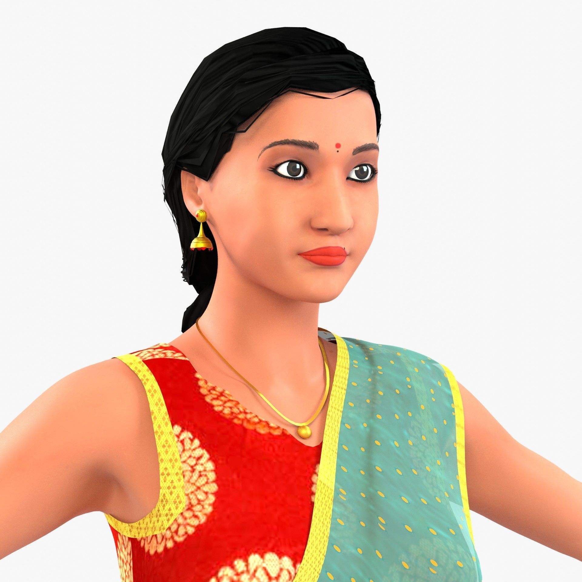Indian Girl-Meena 3D model rigged | CGTrader